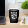 Business QR Code Modern Professional Simple Black Paper Cups | Zazzle