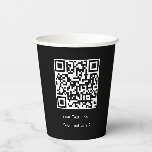 Business QR Code Modern Professional Simple Black Paper Cups | Zazzle