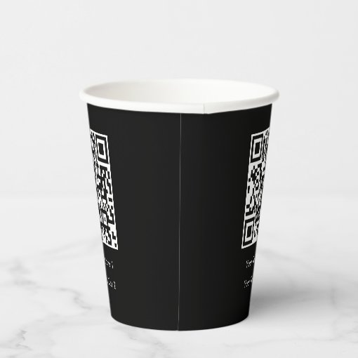 Business QR Code Modern Professional Simple Black Paper Cups | Zazzle