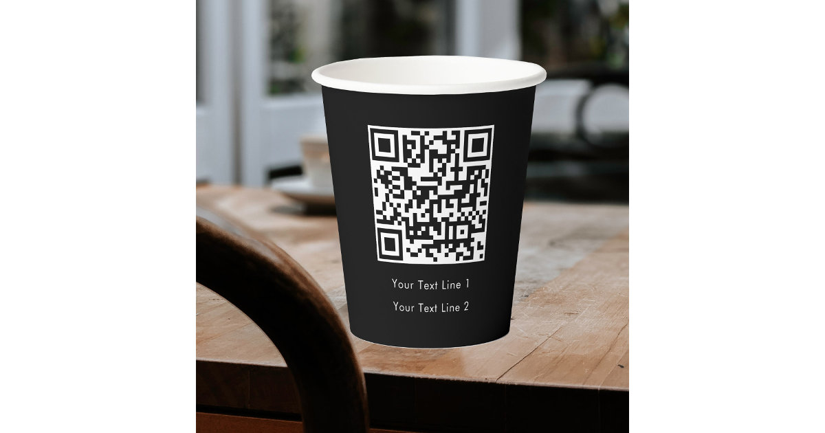 Business QR Code Modern Professional Simple Black Paper Cups | Zazzle