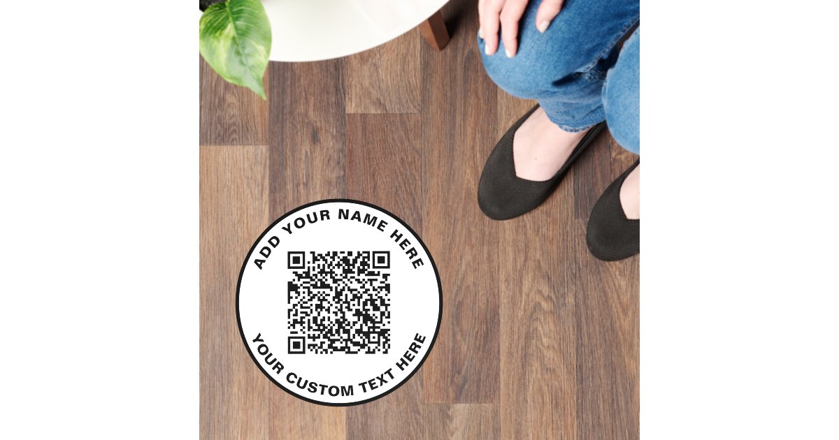 Business QR Code or Logo Circle Floor Decals | Zazzle