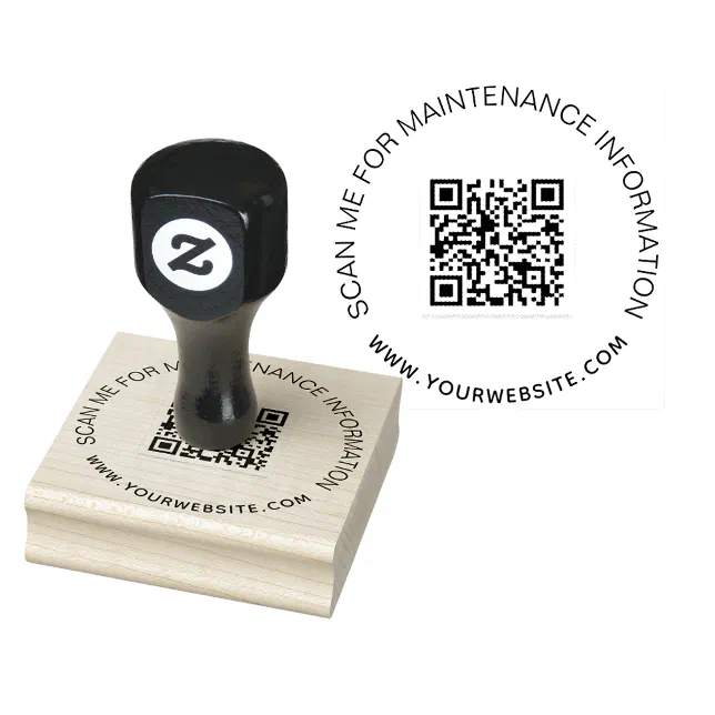 Business qr code product maintenance information rubber stamp | Zazzle