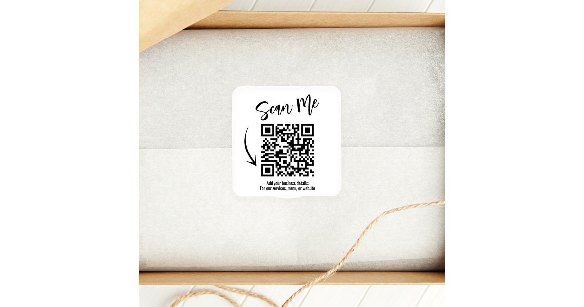Business QR Code Promotional White Square Sticker | Zazzle