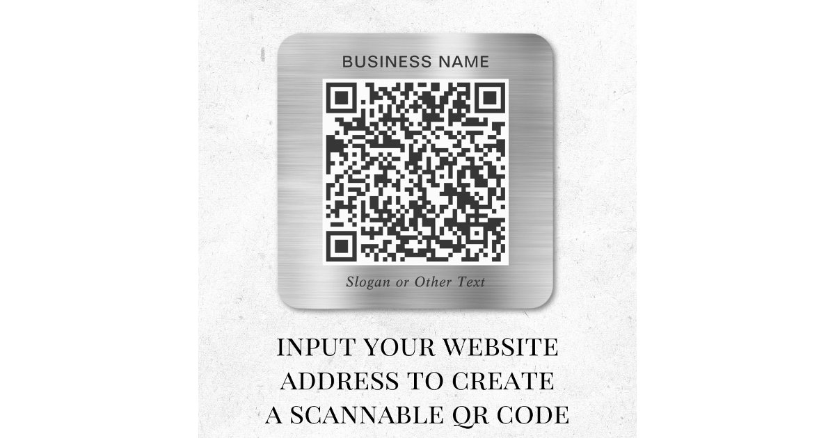 Business QR Code Silver Square Sticker | Zazzle