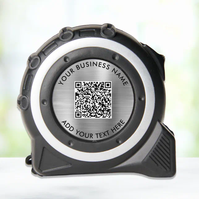 Business QR Code Silver Tape Measure | Zazzle