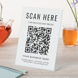 Business QR Code Tabletop Pedestal Sign | Zazzle