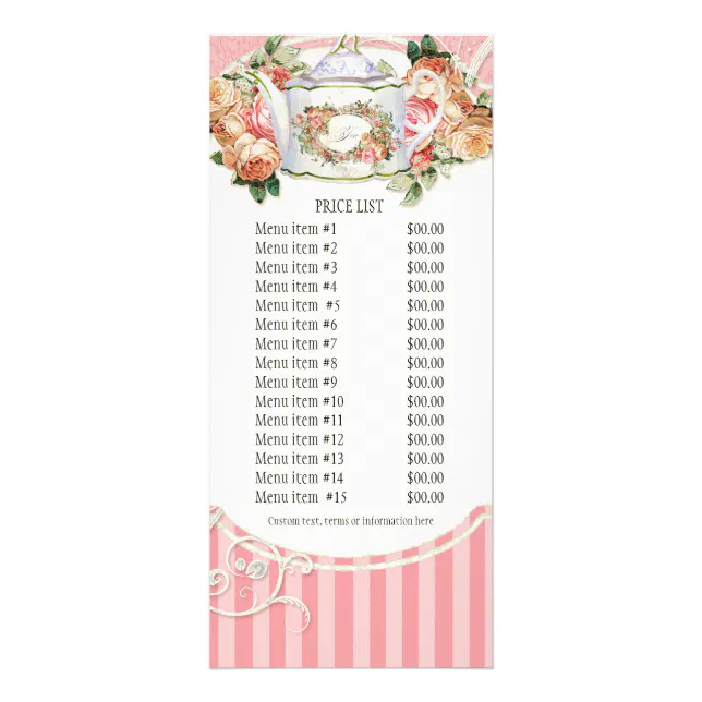 Business Rate Card - Baroque English Rose Floral | Zazzle