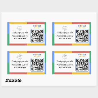 Business Rating With Google Reviews QR Code Rectangular Sticker | Zazzle