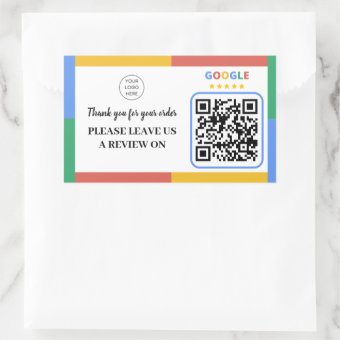 Business Rating With Google Reviews QR Code Rectangular Sticker | Zazzle