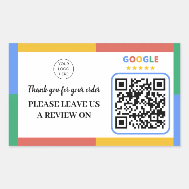 Business Rating With Google Reviews QR Code Rectangular Sticker | Zazzle