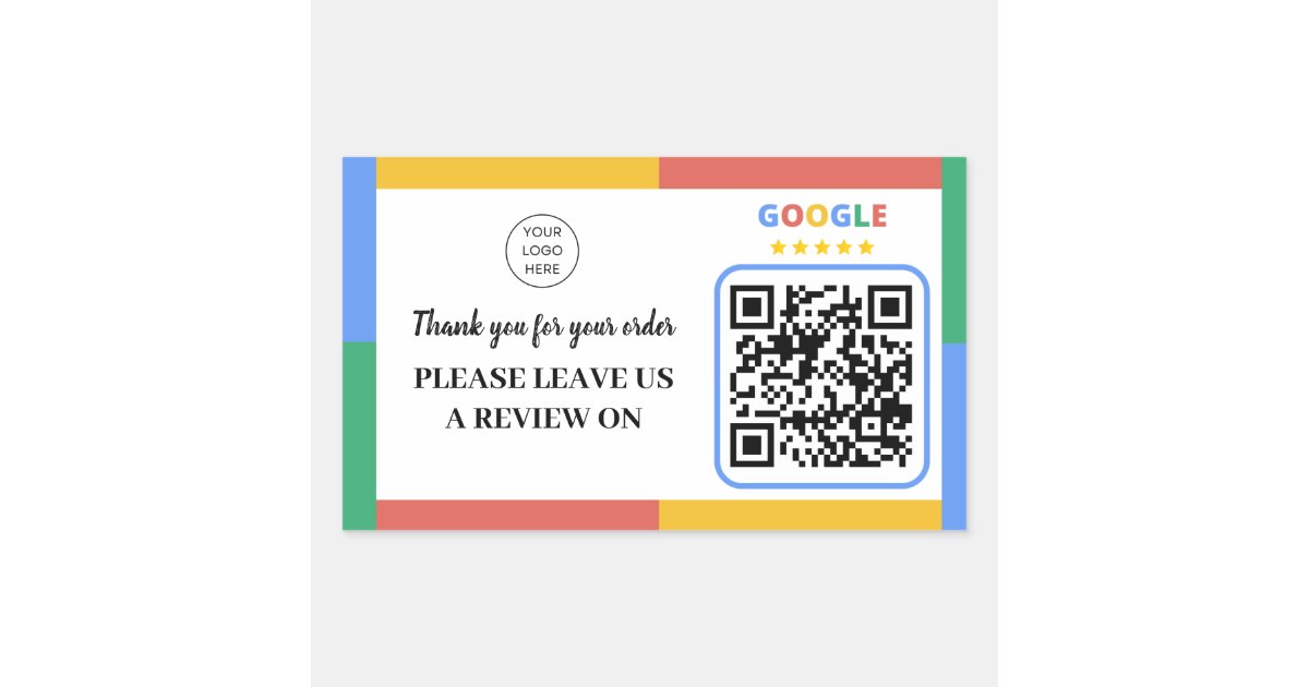 Business Rating With Google Reviews QR Code Rectangular Sticker | Zazzle