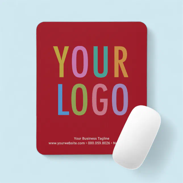 Business Red Mouse Pad Custom Company Logo Branded | Zazzle
