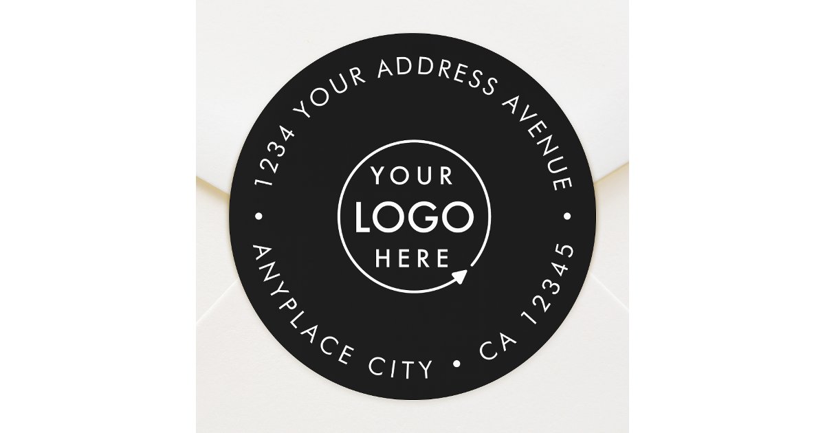 Business Return Address Label | Round Logo Sticker | Zazzle