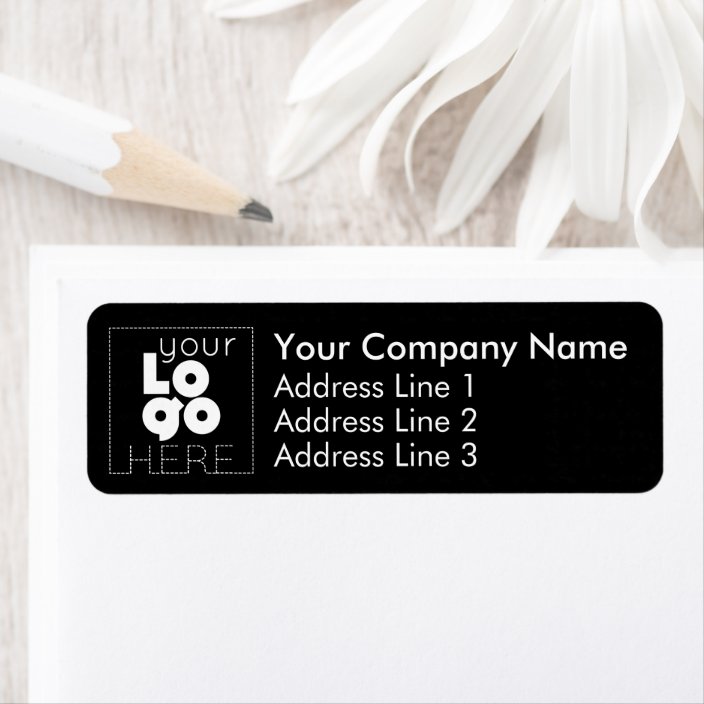 Business Return Address Labels White Logo on Black | Zazzle.com