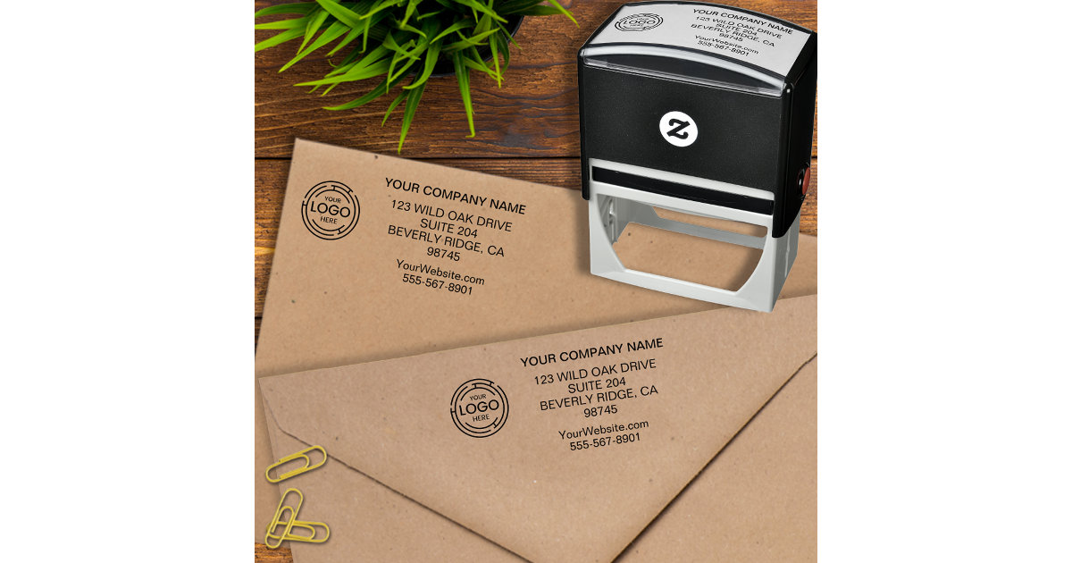 Business Return Address Logo Self-inking Stamp | Zazzle