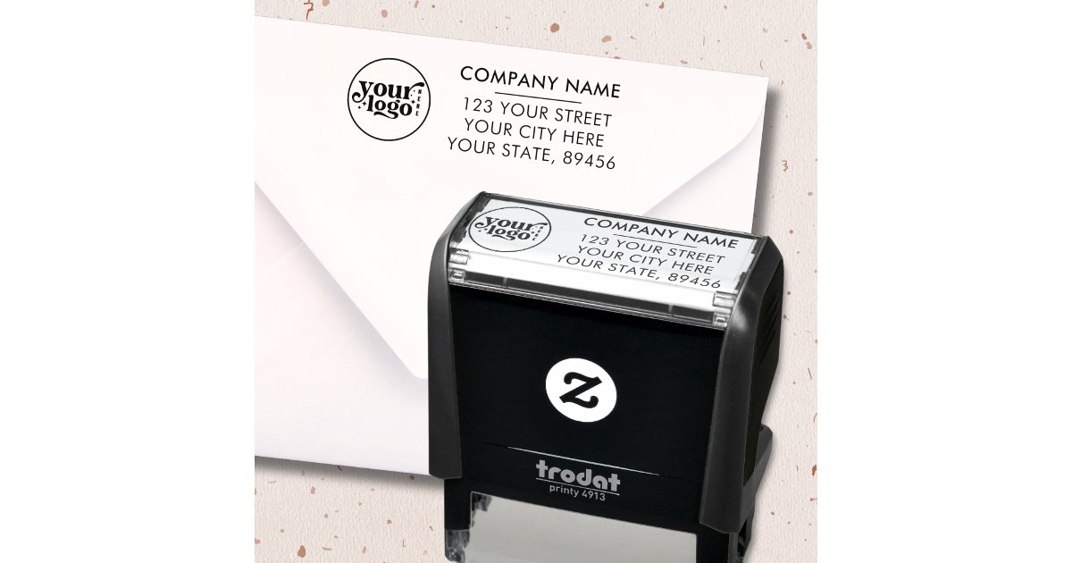 Business Return Address Professional Company Logo Self-inking Stamp ...