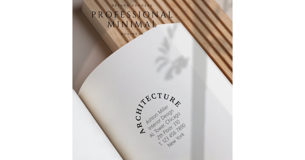 Business Return Address Professional Minimal Rubber Stamp | Zazzle