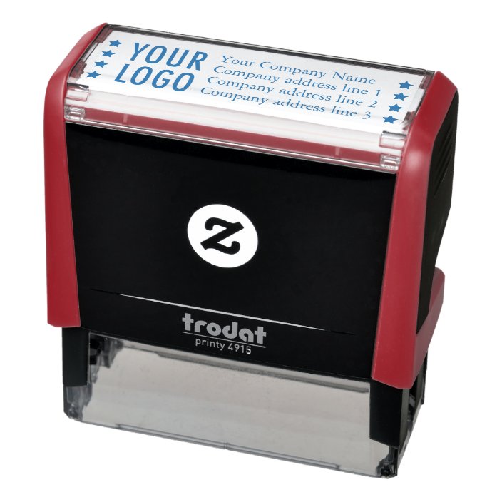 Business Return Address Stamp with Logo & Stars | Zazzle.com Business Return Address Stamp with Logo & Stars | Zazzle.com