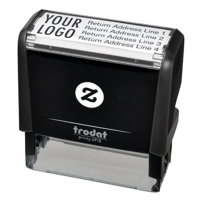 Business Return Address with Logo Custom Self-inking Stamp | Zazzle