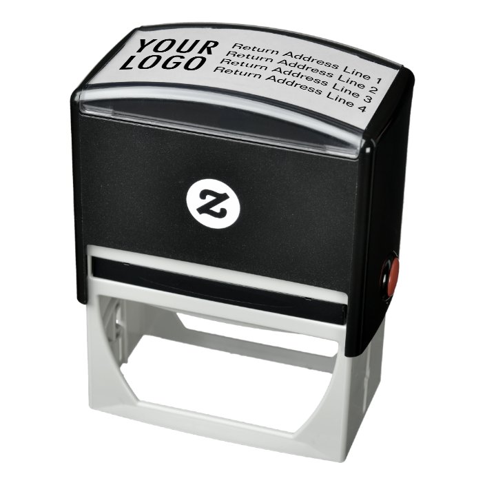 Business Return Address with Logo Large Custom Self-inking Stamp | Zazzle