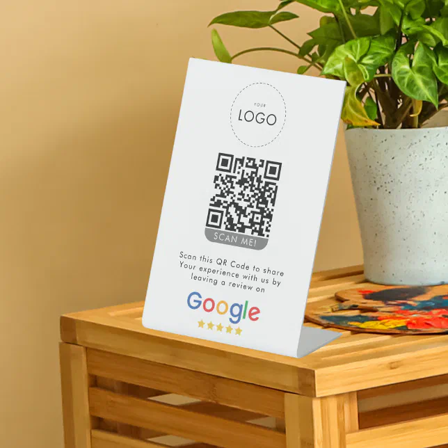 Business Review On Google QR Code Rating Pedestal Sign | Zazzle
