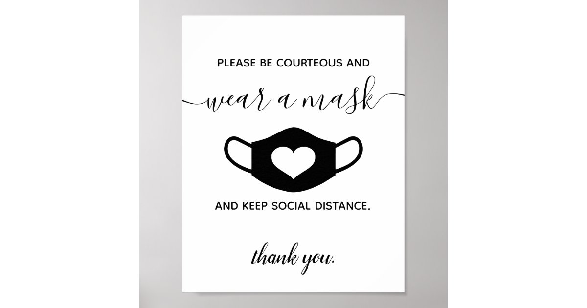Business Safety Wear a Face Mask Modern Script Poster | Zazzle