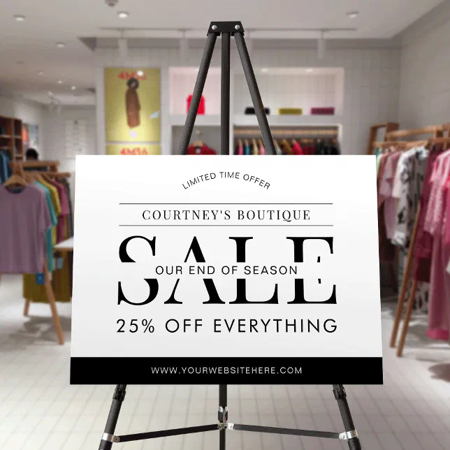 Business Sale Black White Promotional Retail Sign | Zazzle