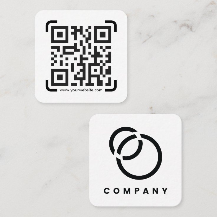 Business Scan QR Code Website Logo Modern Simple Square Business Card | Zazzle
