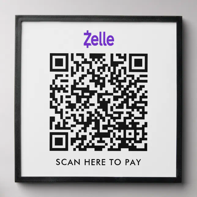 Business Scan To Pay Zelle QR Code Wall Peel And Stick Photo Tile | Zazzle