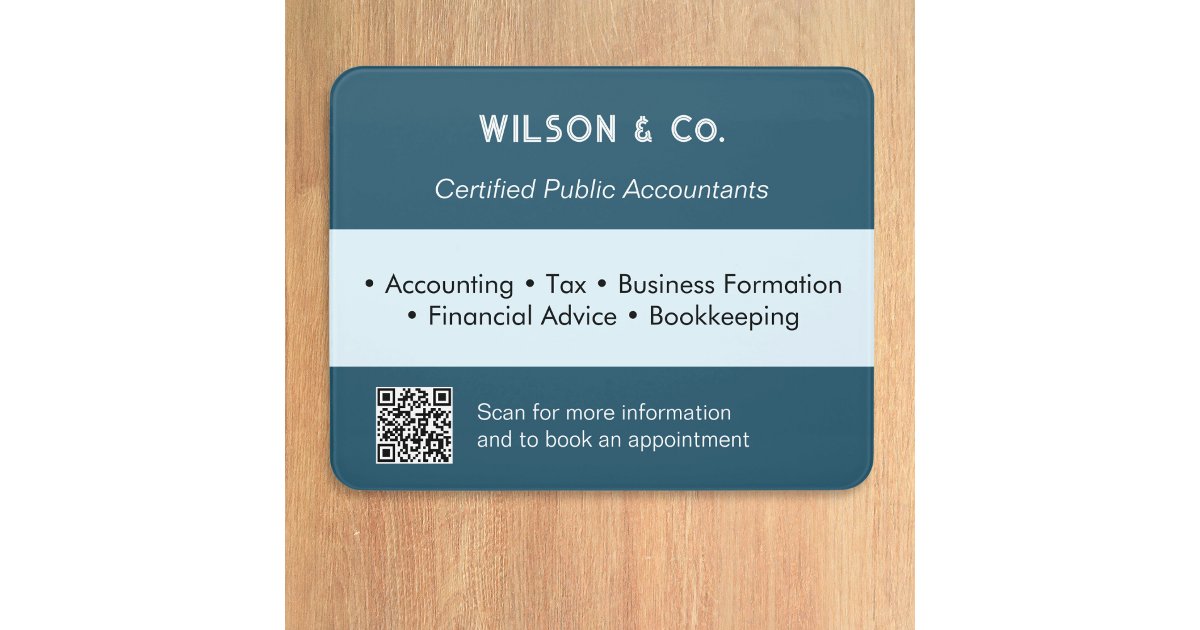 Business Services Professional Accountant Office Door Sign | Zazzle
