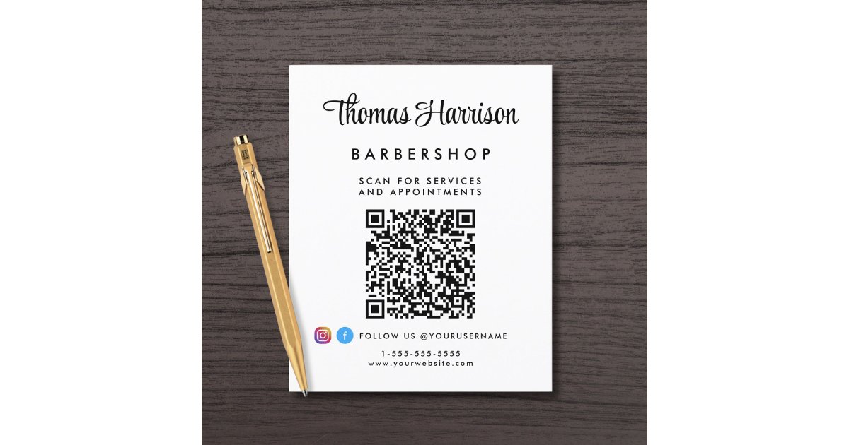 Business Signature Script QR Code Promotional Flyer | Zazzle
