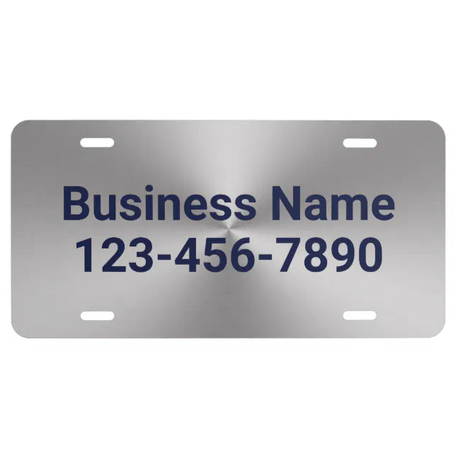 Business Silver and Dark Blue Company Name Number License Plate | Zazzle