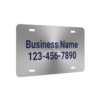 Business Silver and Dark Blue Company Name Number License Plate | Zazzle
