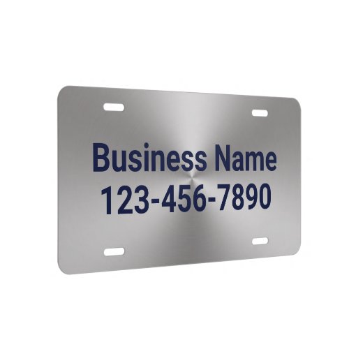Business Silver and Dark Blue Company Name Number License Plate | Zazzle