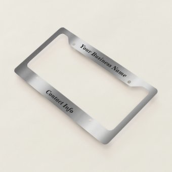 Business Silver Metal Look Contact Custom License Plate Frame | Zazzle