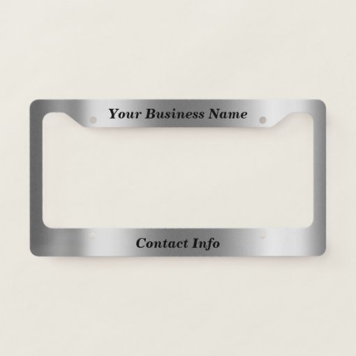 Business Silver Metal Look Contact Custom License Plate Frame | Zazzle