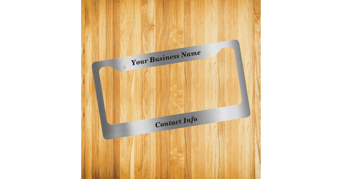 Business Silver Metal Look Contact Custom License Plate Frame | Zazzle