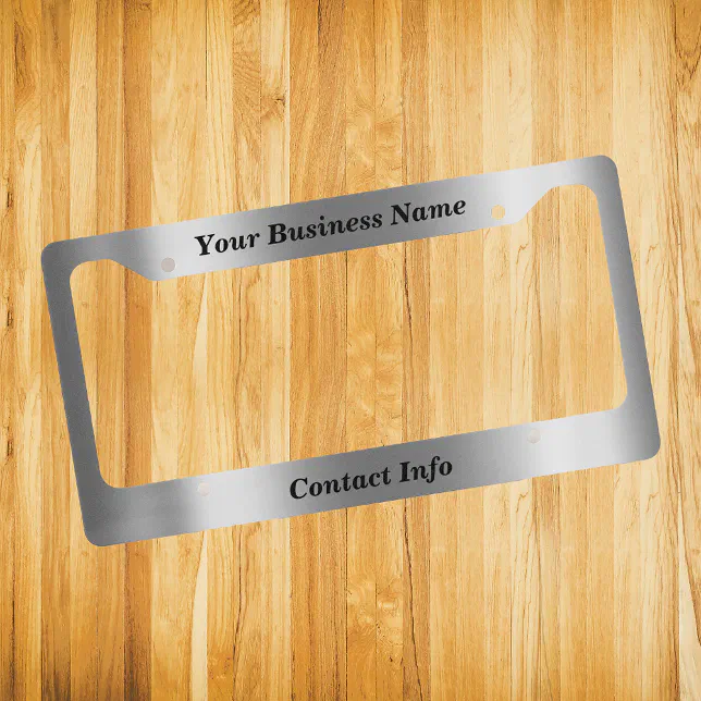 Business Silver Metal Look Contact Custom License Plate Frame | Zazzle