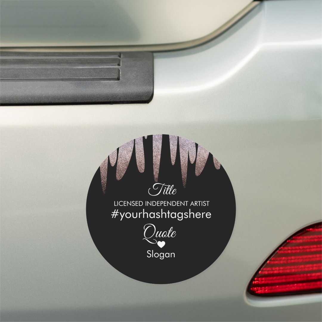 Business Sparkle Pink Drip Branding Car Magnet | Zazzle