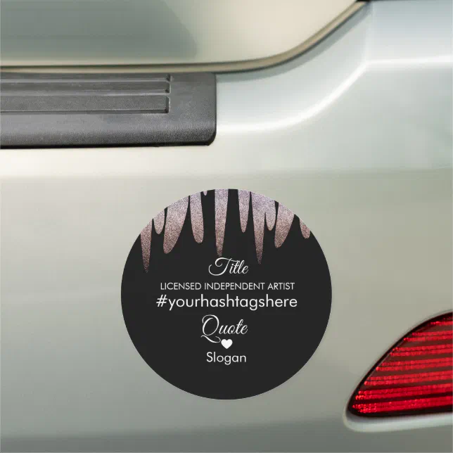 Business Sparkle Pink Drip Branding Car Magnet | Zazzle