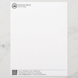 Business Stationary Template With Logo And QR Code Letterhead | Zazzle