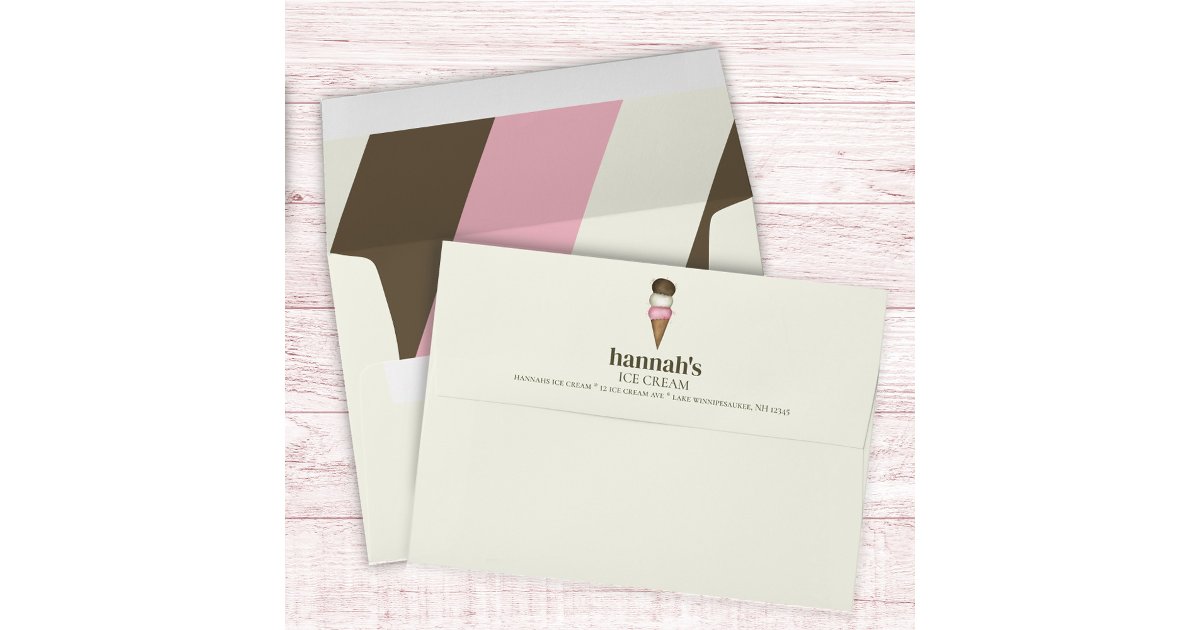 Business Stationery Ice Cream Custom Envelope | Zazzle