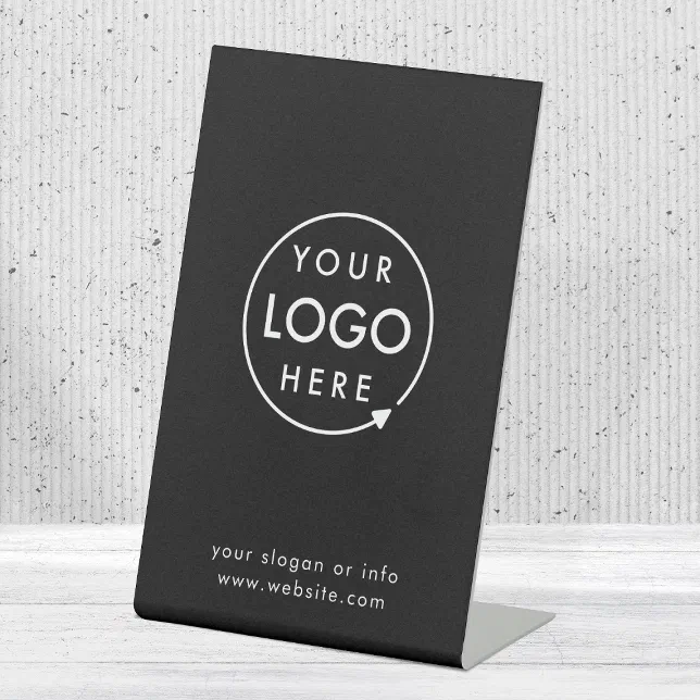 Business Tabletop Sign | Black Logo Pedestal Sign | Zazzle