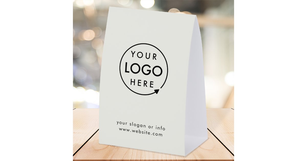 Business Tabletop Sign | Gray Logo Pedestal Sign | Zazzle