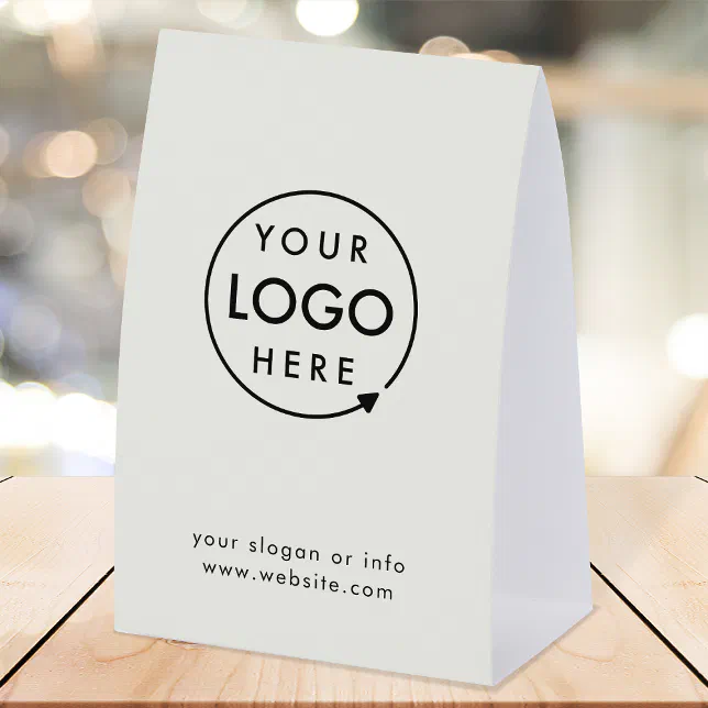 Business Tabletop Sign | Gray Logo Pedestal Sign | Zazzle