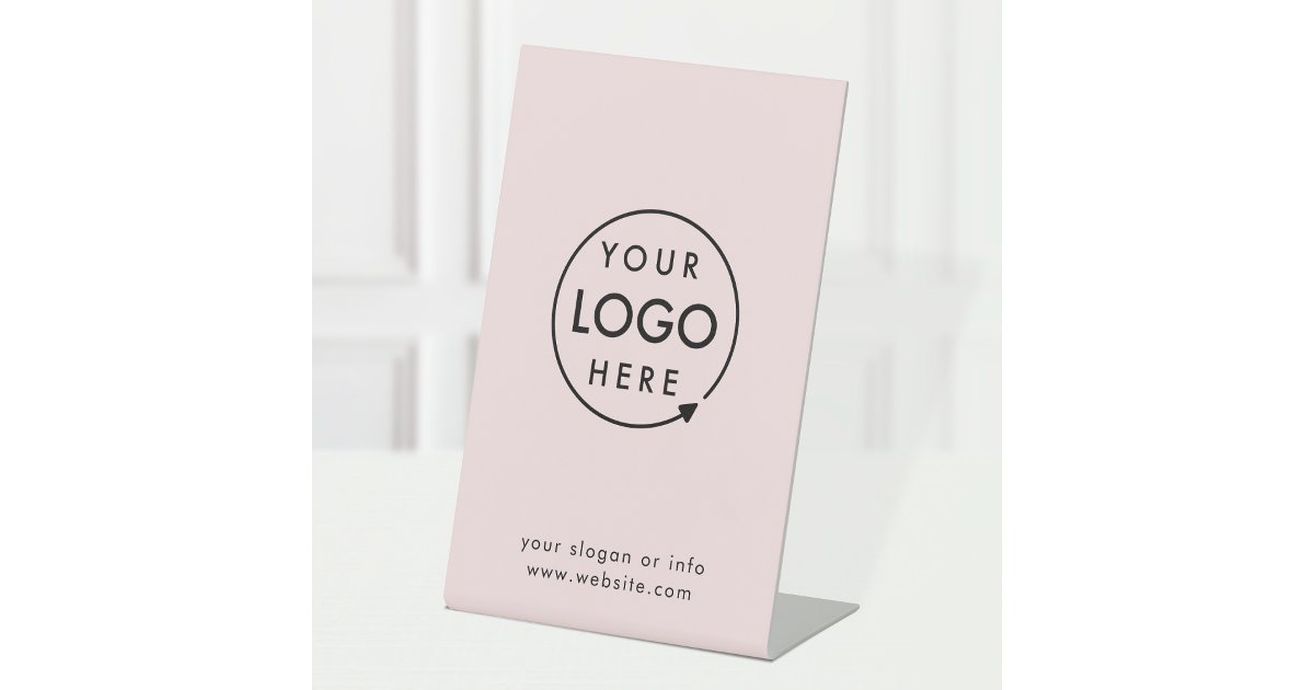 Business Tabletop Sign | Pink Logo Pedestal Sign | Zazzle