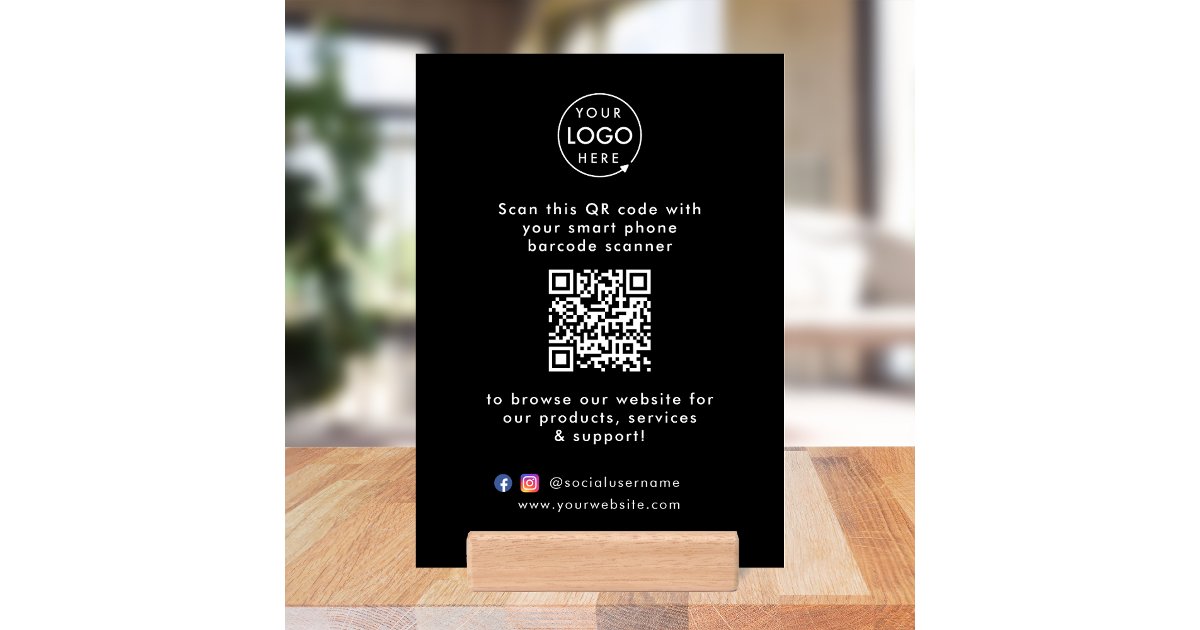 Business Tabletop Sign | QR Promotional Display Holder | Zazzle