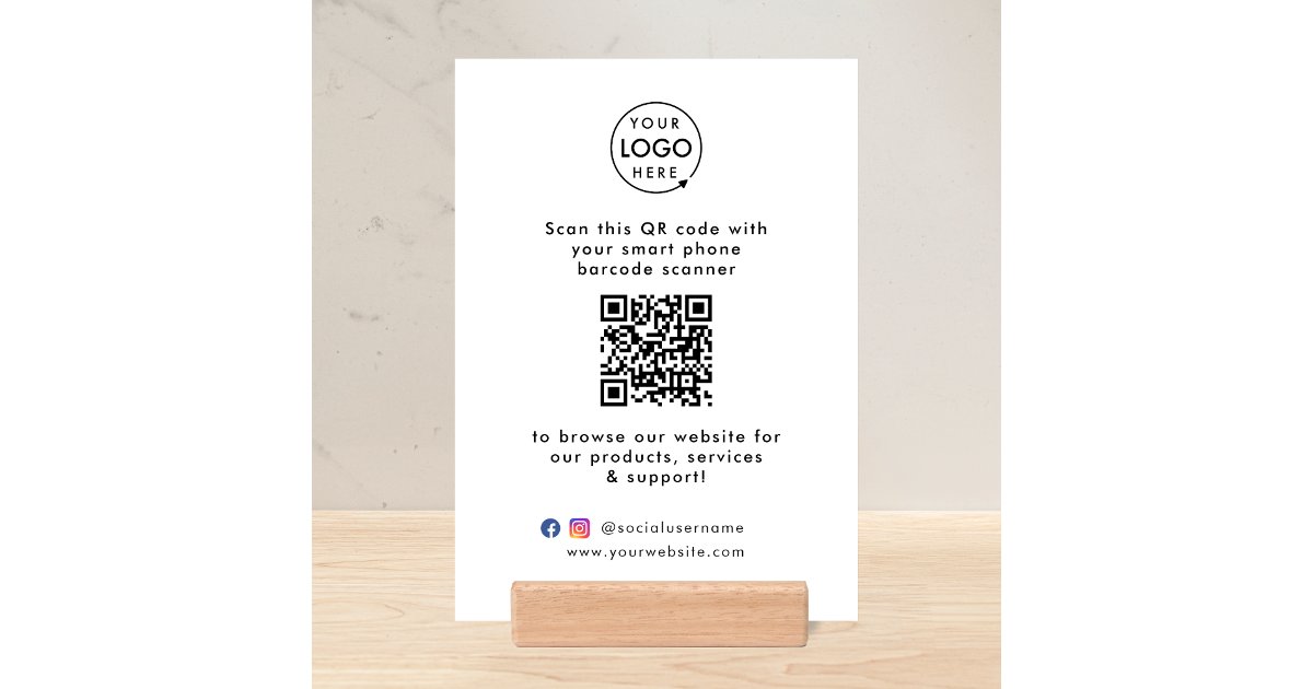 Business Tabletop Sign | QR Promotional Display Holder | Zazzle