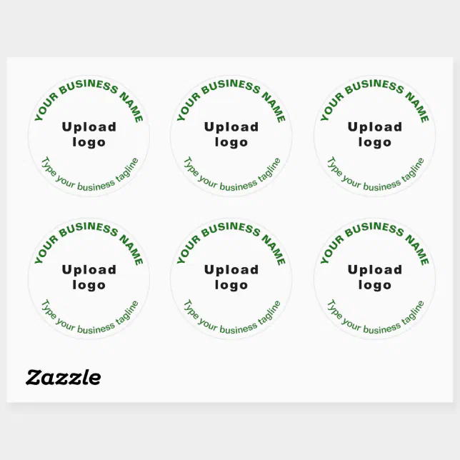 Business Tagline Green Texts on White Classic Round Sticker | Zazzle