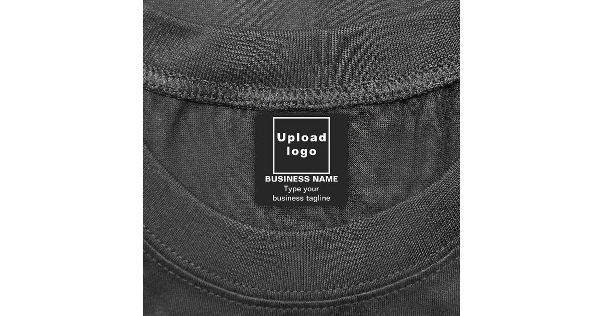 Business Tagline on Black Square Iron On Label | Zazzle